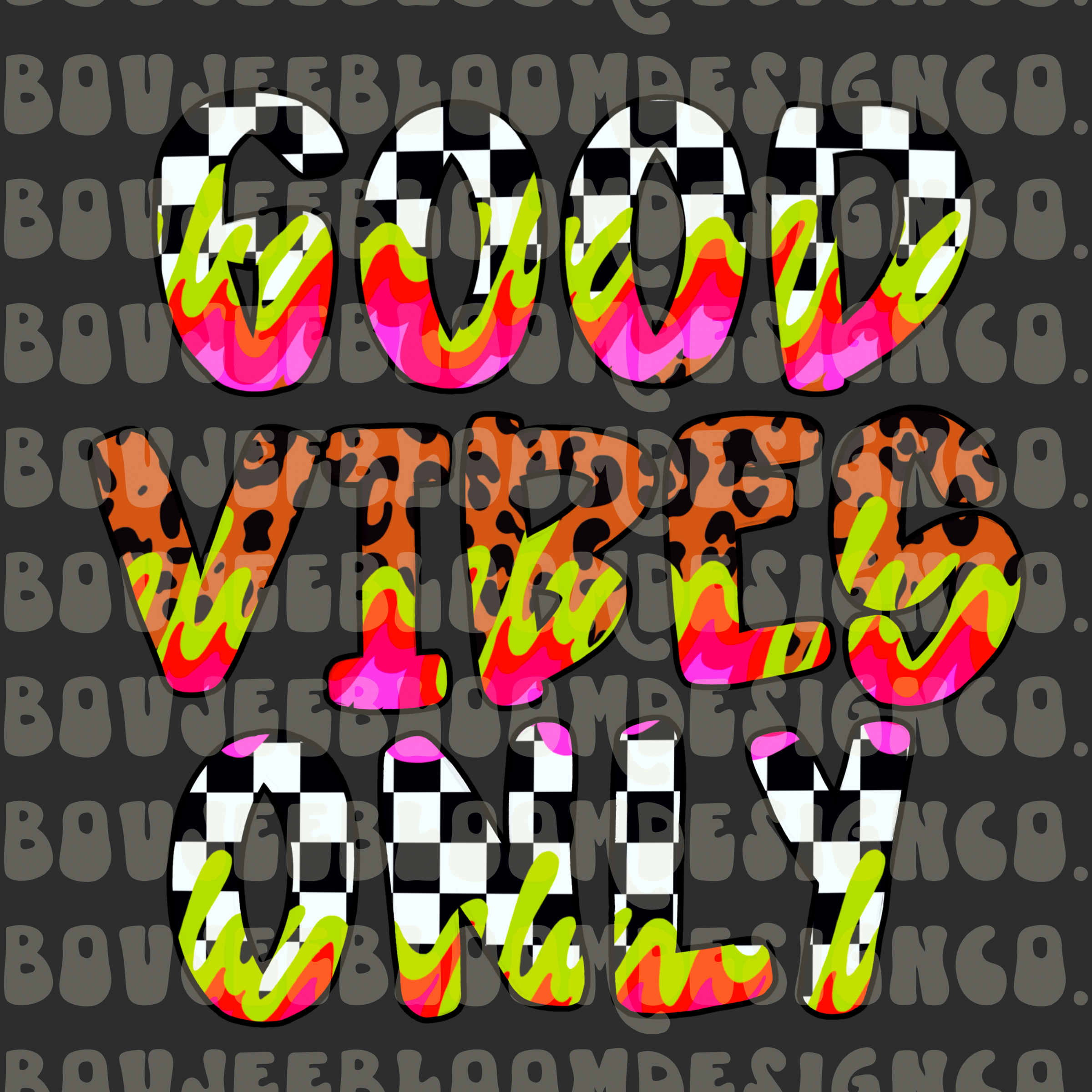 Good Vibes Only Retro Galactic Alpha PNG – Boujee Bloom Design Co.